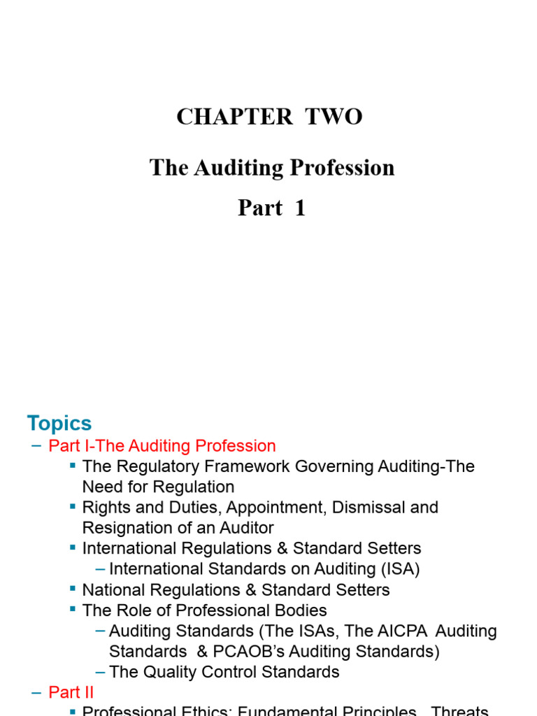 Audit I - Chapter 2, Pt. I, The Auditing Profession | PDF | Financial ...