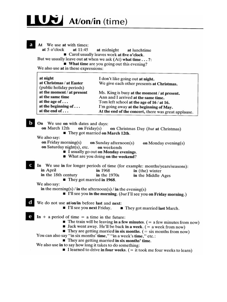 At in On Rules | PDF