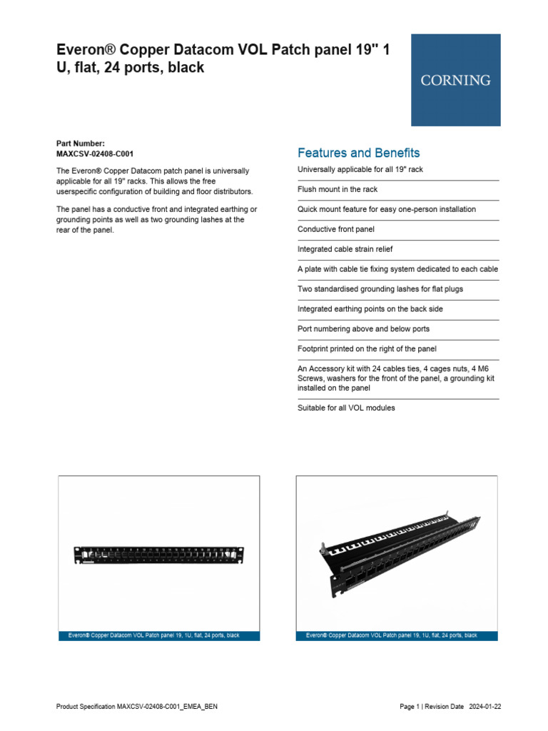 Data Patch Panel - Maxcsv-02408-C001 - Emea - Ben | PDF