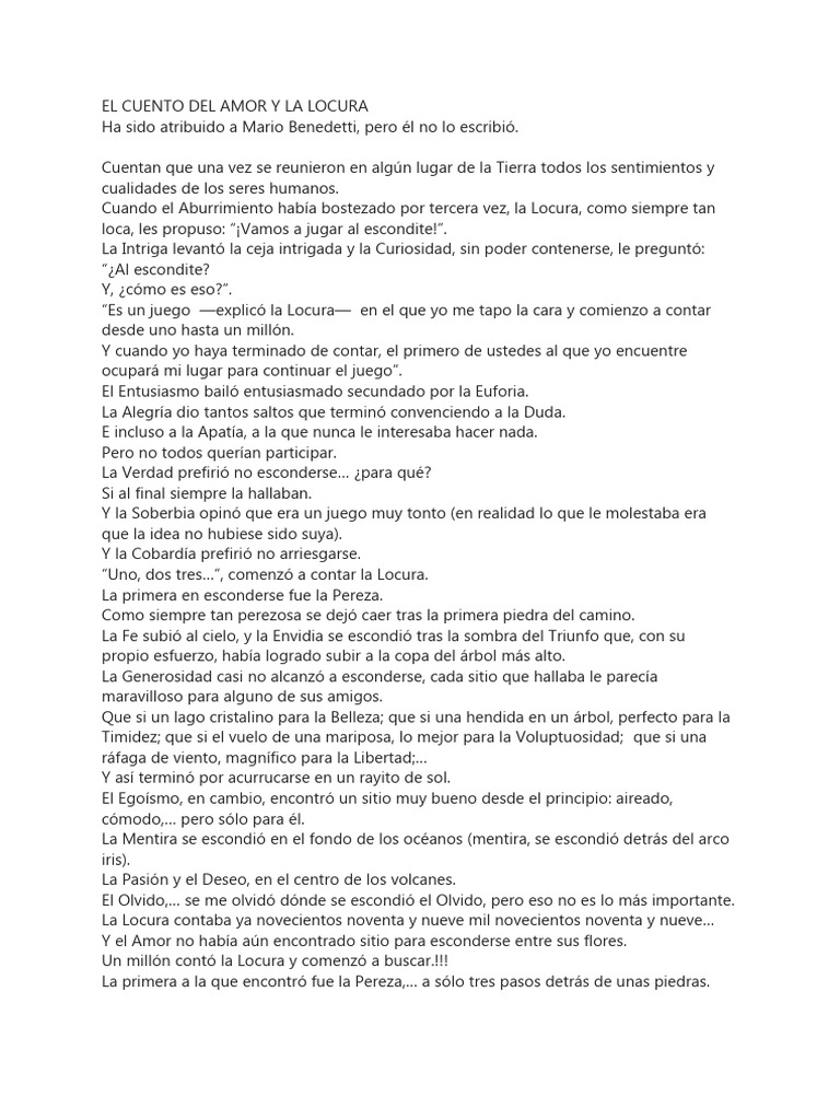 El Cuento Del Amor y La Locura | PDF