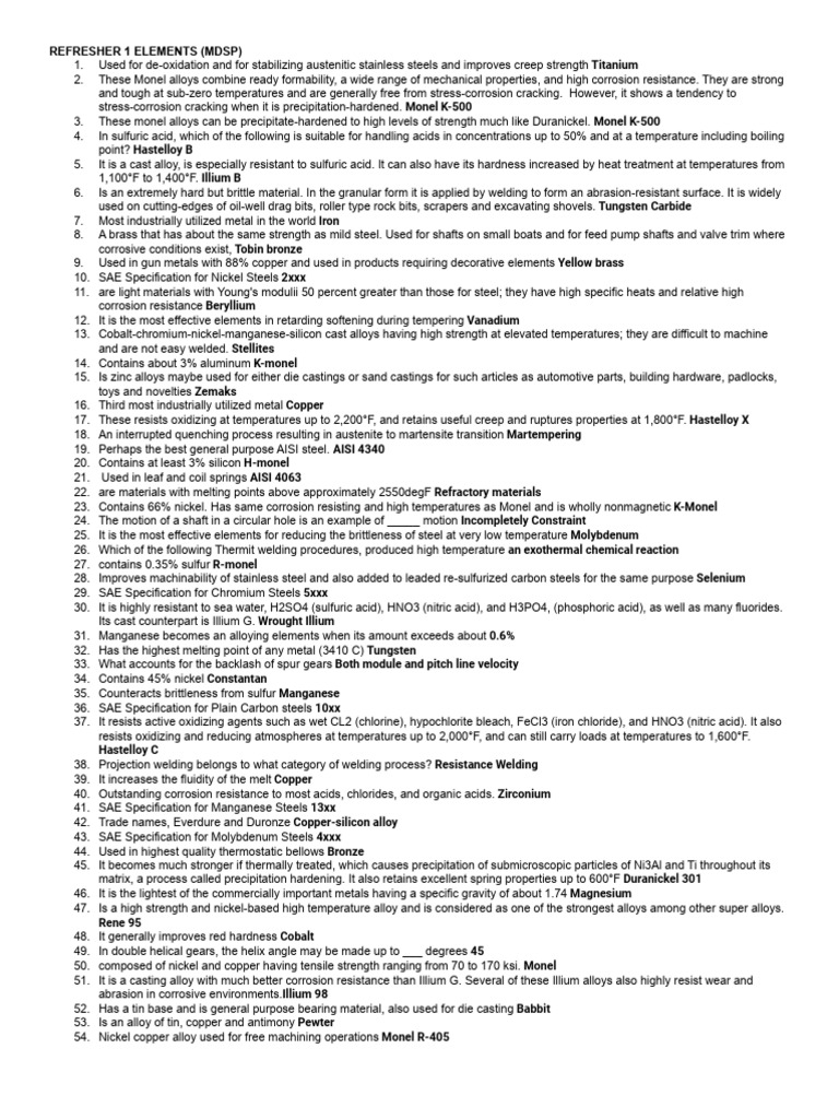 Refresher 1 Elements MDSP | PDF