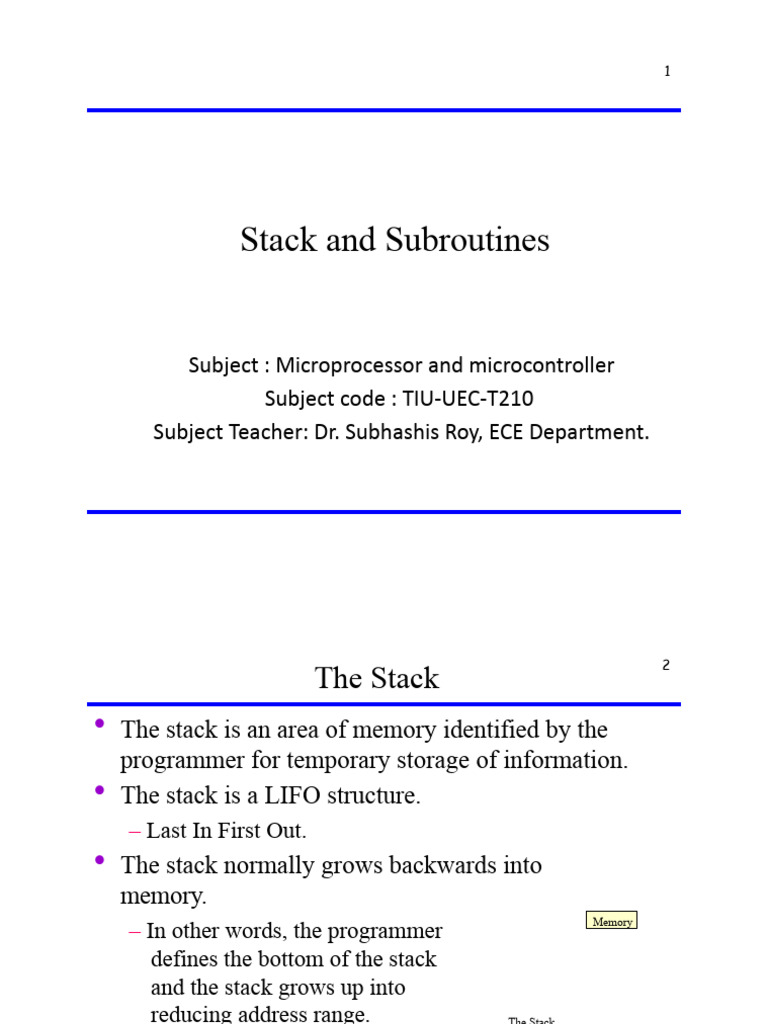 TIU-UEC-T210 Microproc Module1 Lecture 7 | PDF