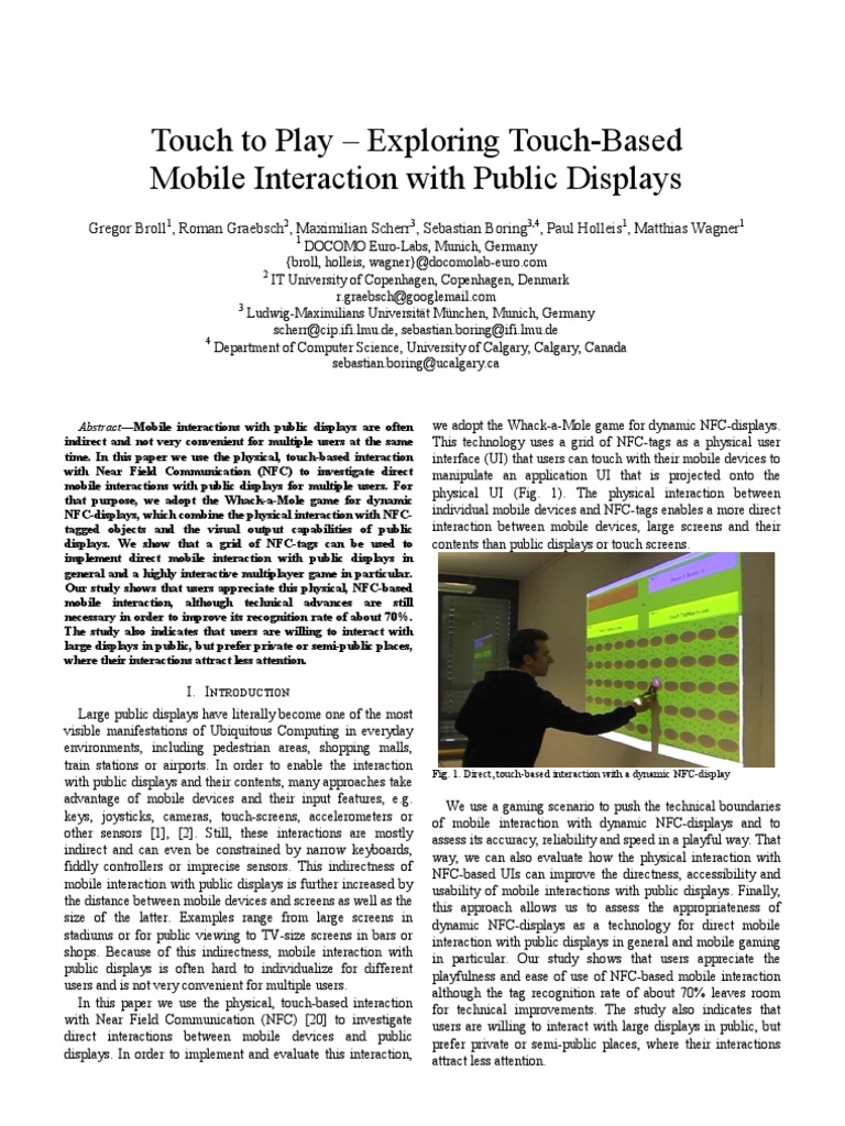Touch To Play - Exploring Touch-Based Mobile Interaction With Public ...