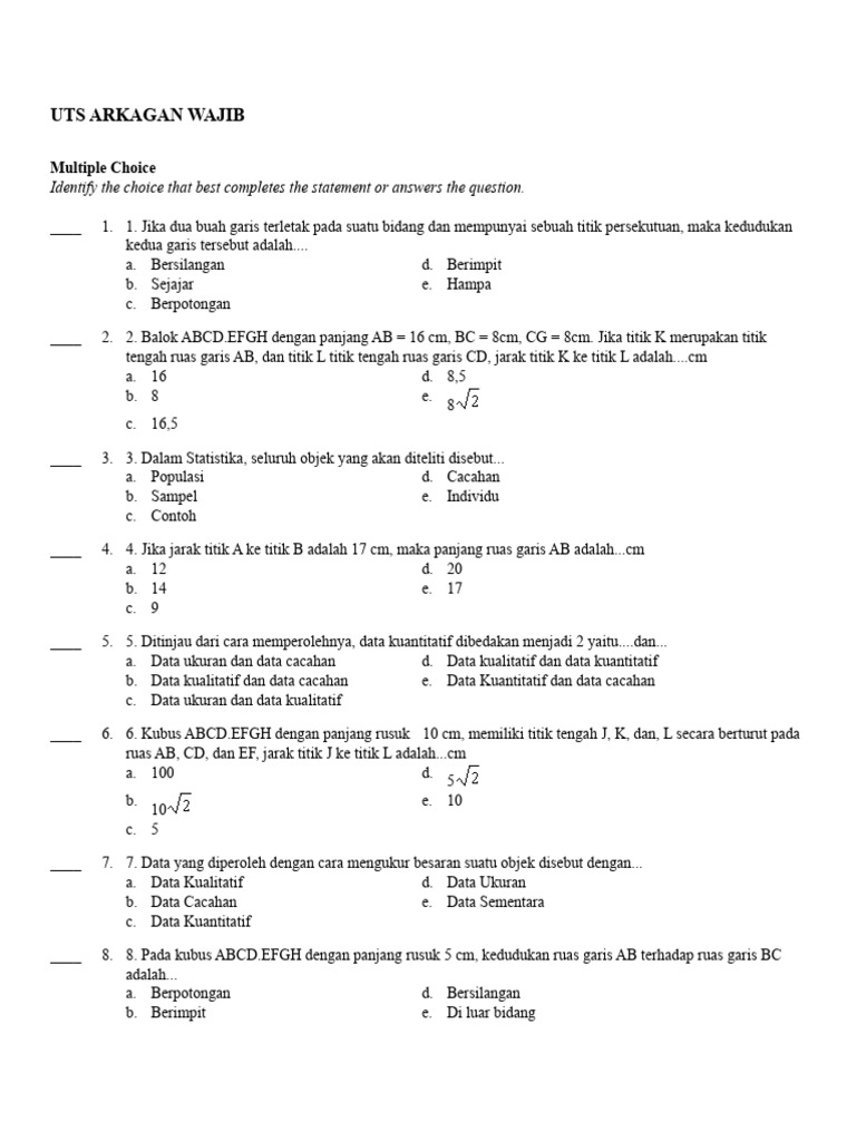 Soal Wajib MTK | PDF | Metode & Bahan Ajar