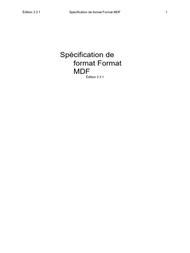 Spécification du format MDF 3.3.1 | PDF | Fichier informatique ...