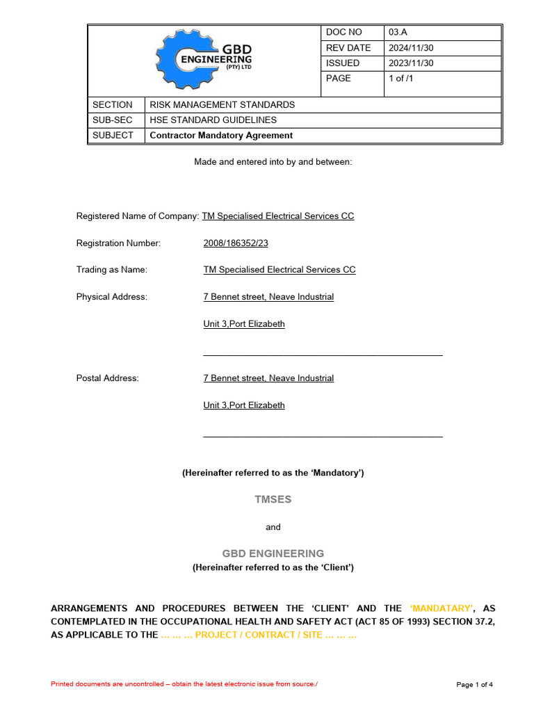 3 (A) Mandatory Agreement 37 (2) Template (AutoRecovered) | PDF