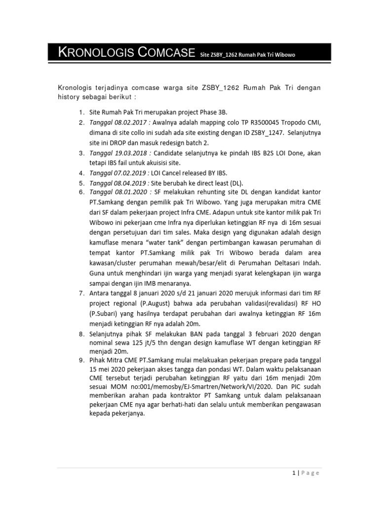 Kronologis Comcase Rumah Pak Tri Wibowo | PDF