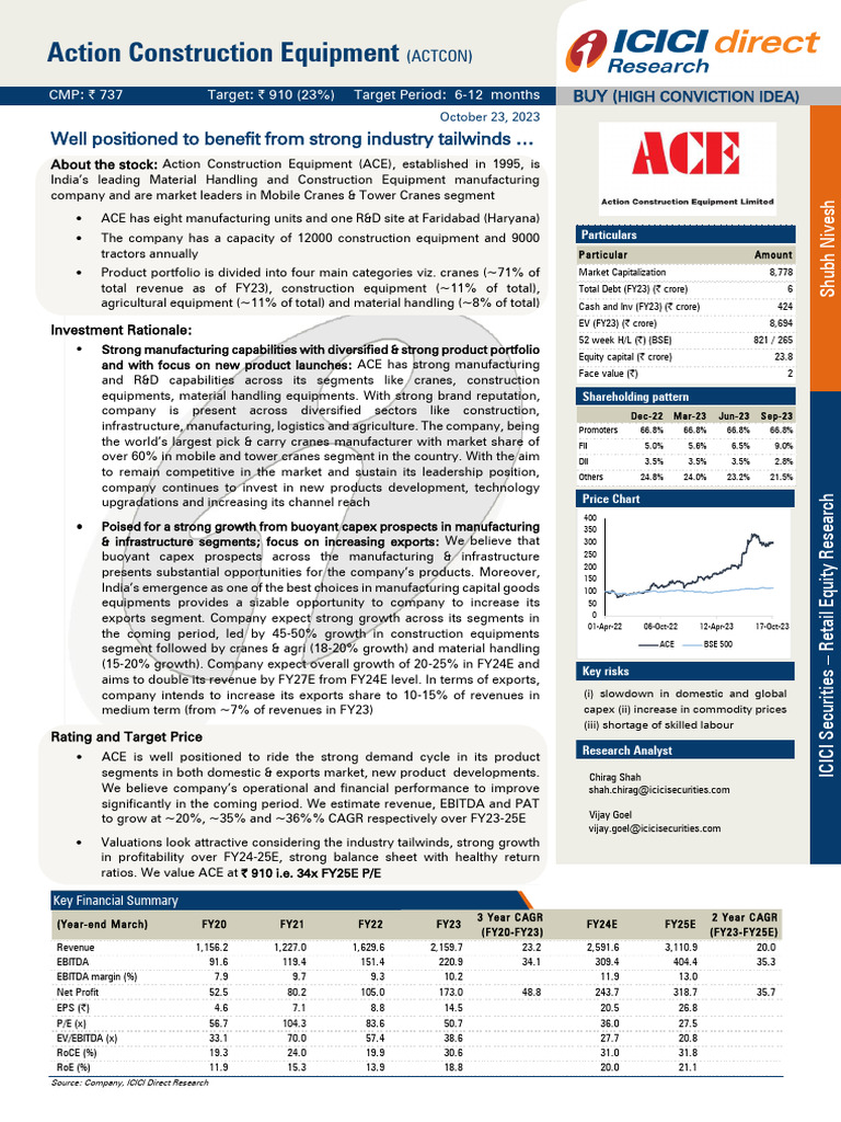 ACTION CONSTN. EQUIP - ICICI Direct - Co Update - 231023 - WELL POSITIONED TO BENEFIT FROM ...