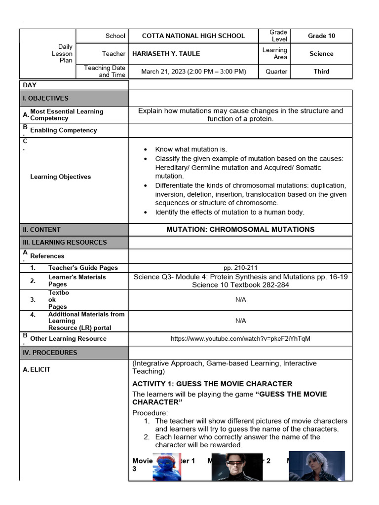Science 10 Lesson Plan | Download Free PDF | Mutation | Gene Duplication