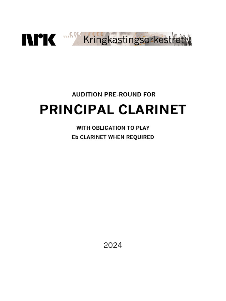 Audition Pre Round Principal Clarinet 2024 | PDF | Tempo | Orchestras