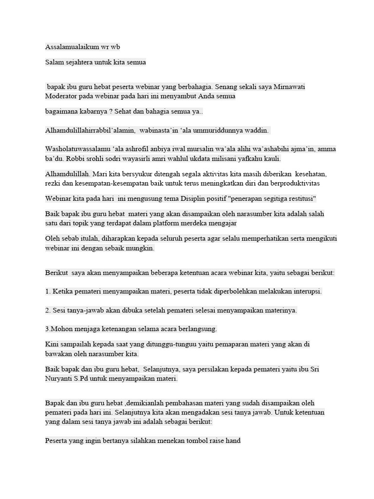 Teks Moderator Webinar | PDF
