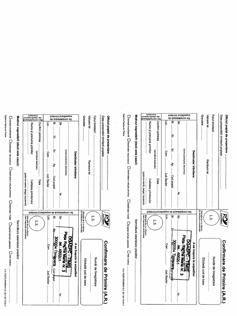 Formular - Confirmare de Primire - Bun | PDF