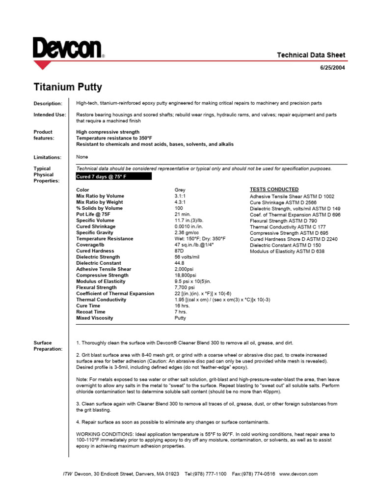 Titanium Putty HP | PDF | Epoxy | Abrasive