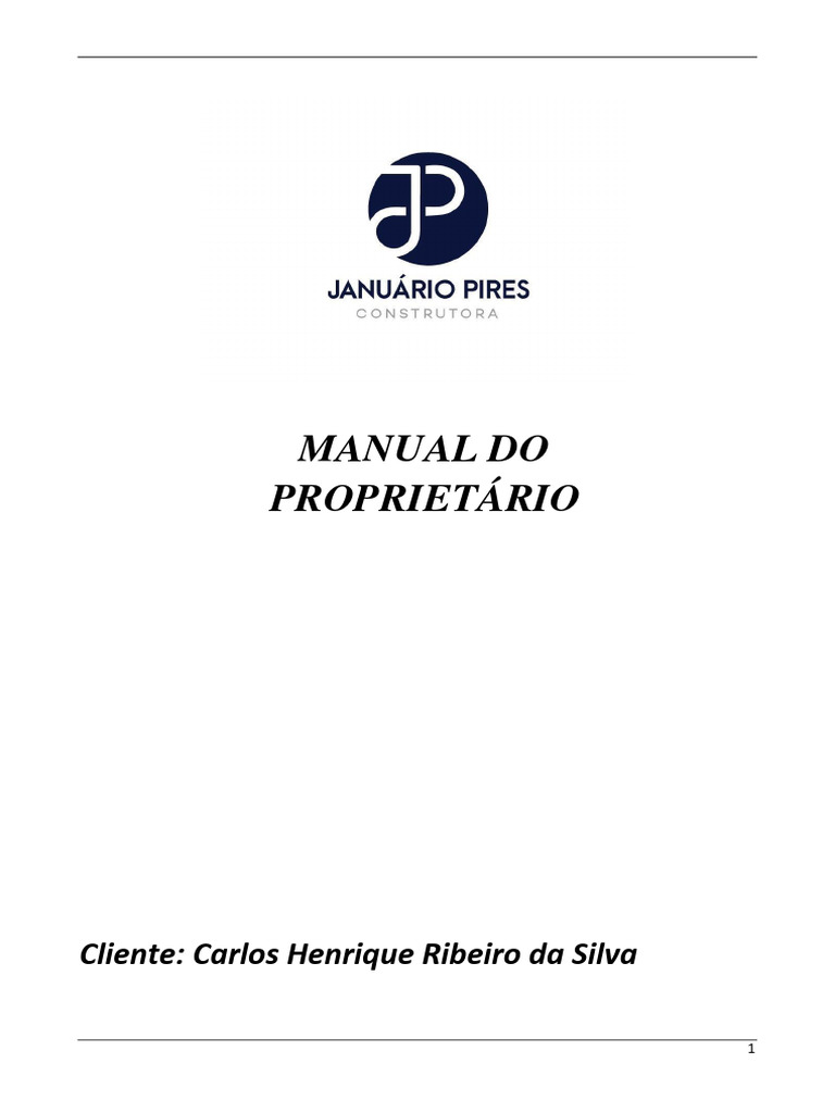 Manual Do Proprietario CASA 226 - Carlos | PDF