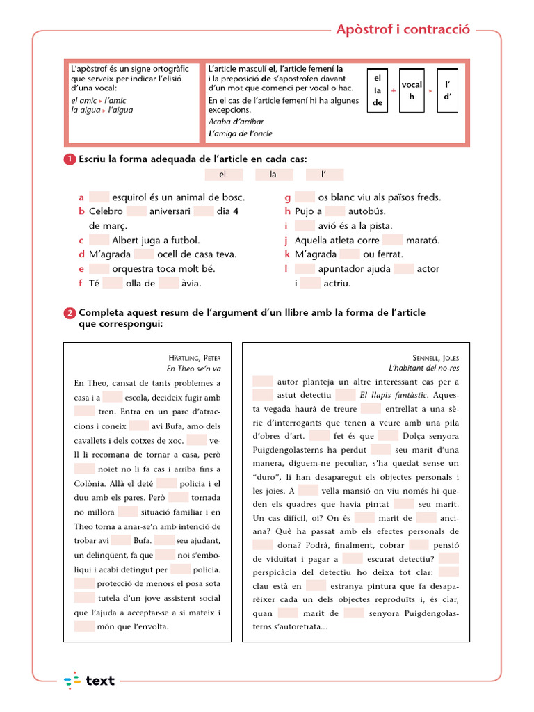 Apòstrof I Contracció | PDF