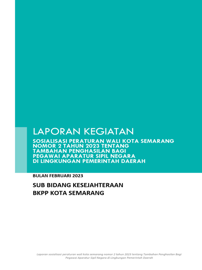 Laporan Sosialisasi Perwal TPP | PDF