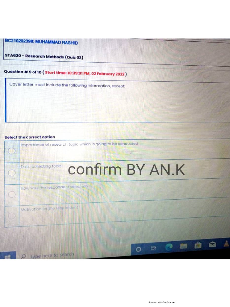 Quiz 03 (Sta630) by An.k | PDF