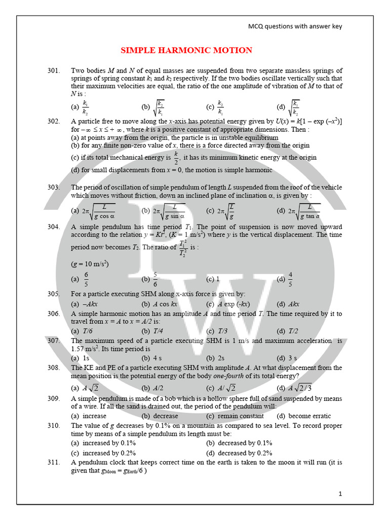 Simple Harmonic Motion | PDF | Oscillation | Pendulum