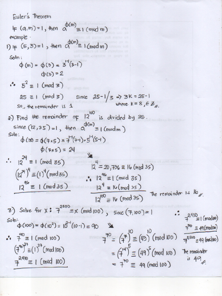 Eulers Theorem Notes | PDF