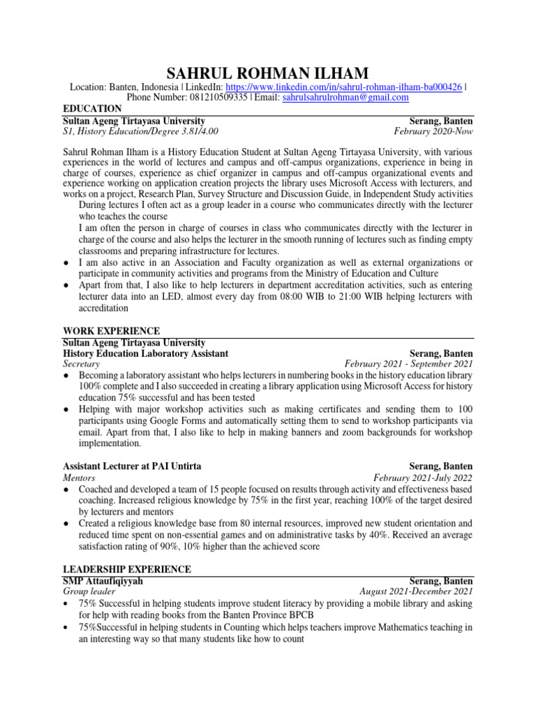 Template CV ATS,, | PDF | Mentorship | Learning