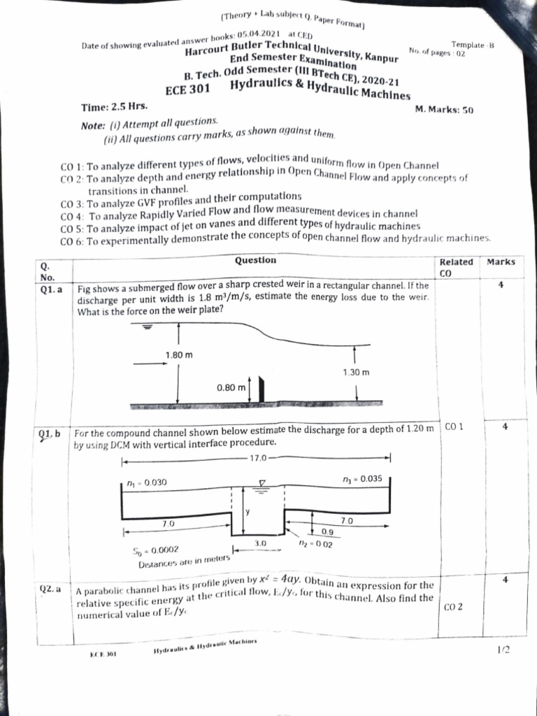 5th Semester ESE Paper... (CE) | PDF | Beam (Structure) | Applied And ...