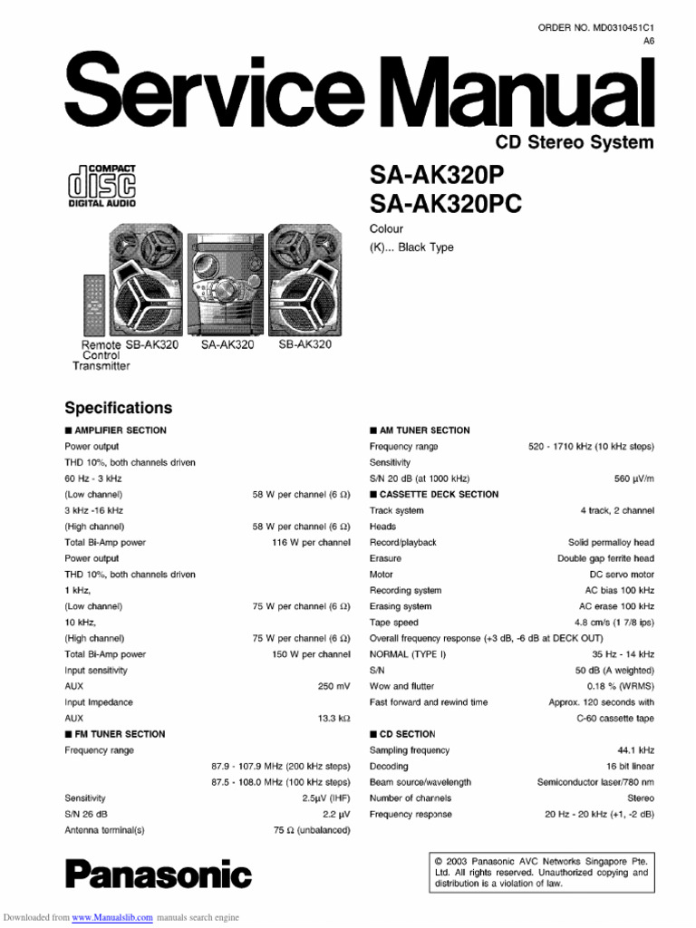 Panasonic Service Manual SA-AK320p | PDF