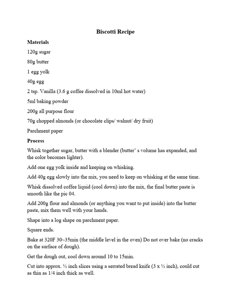 Biscotti Recipe | PDF