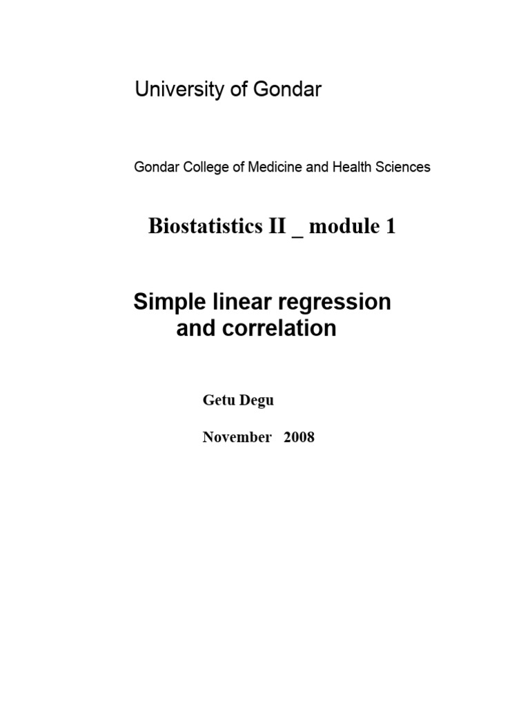 Bio2 Module 1 - Simple Linear Regression and Correlation | PDF | Linear Regression | Regression ...