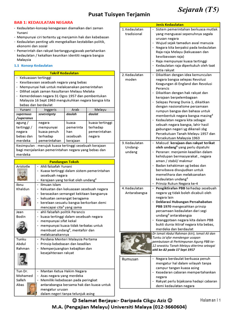 PTT t5 Bab 1 (R) - Kedaulatan Negara | PDF