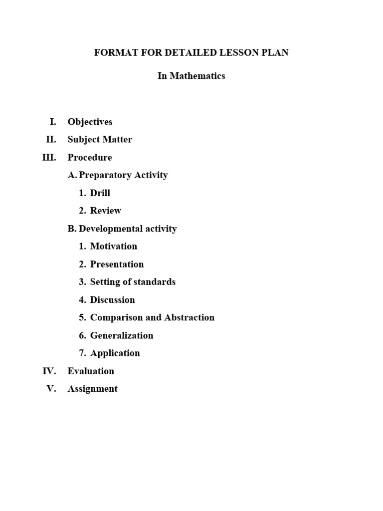 Format For Detailed Lesson Plan | PDF | Career & Growth