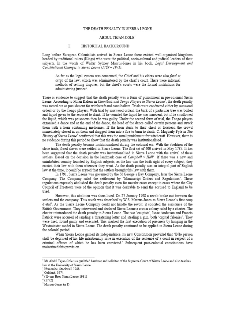 2301 Country Report Sierra Leone Tejan Cole | PDF | Court Martial ...