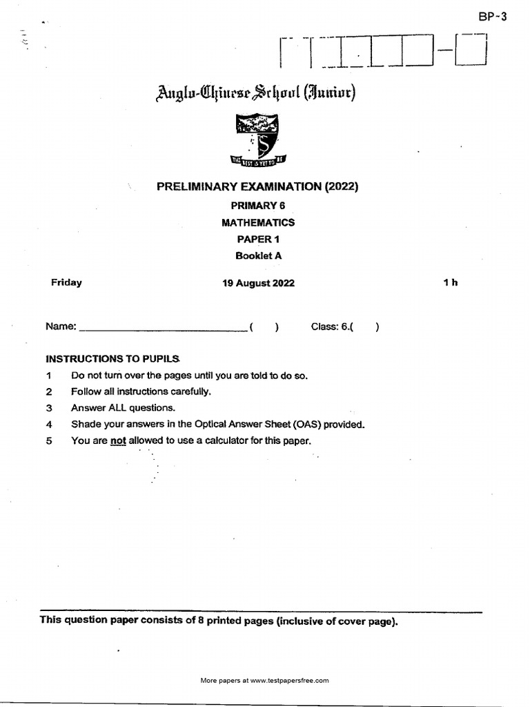 P6 Maths 2022 SA2 Acsjunior | PDF | Career & Growth | Cooking, Food & Wine