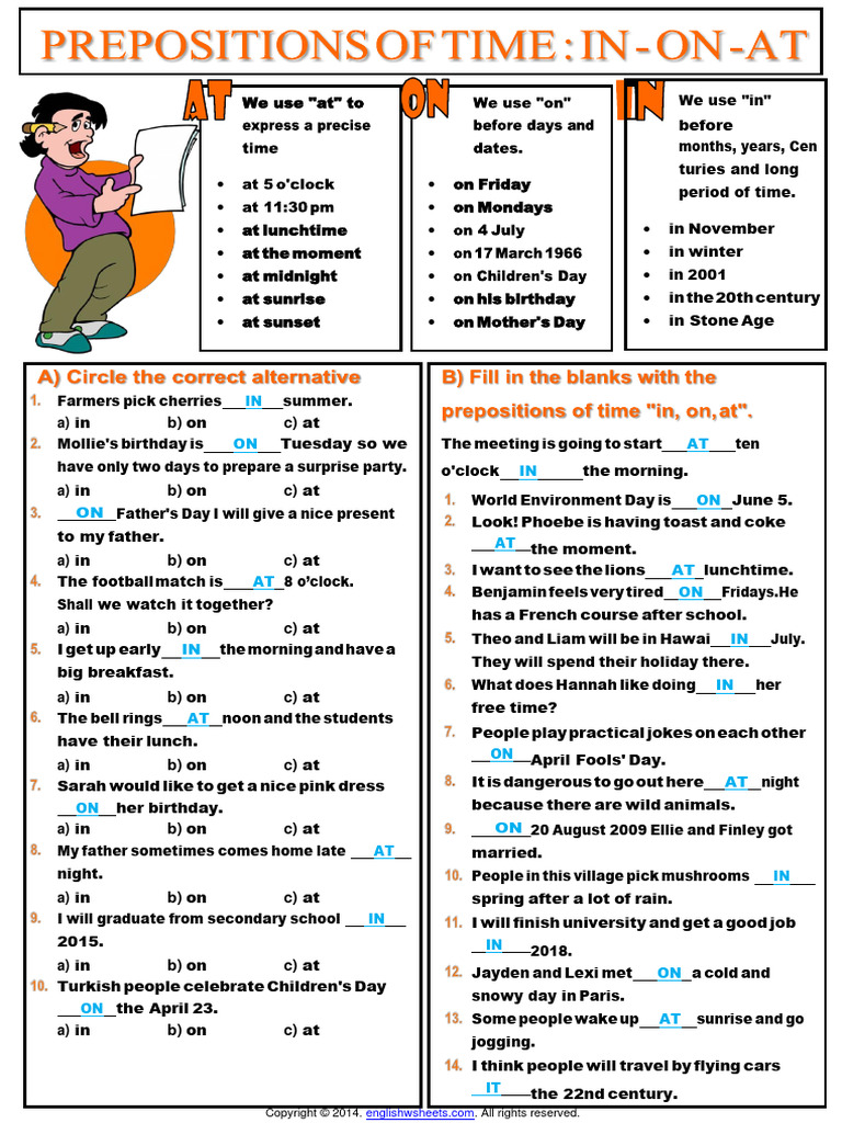 Prepositions of Time | PDF