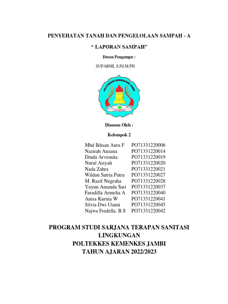 Laporan Pengelolaan Sampah 1 1 Pdf 
