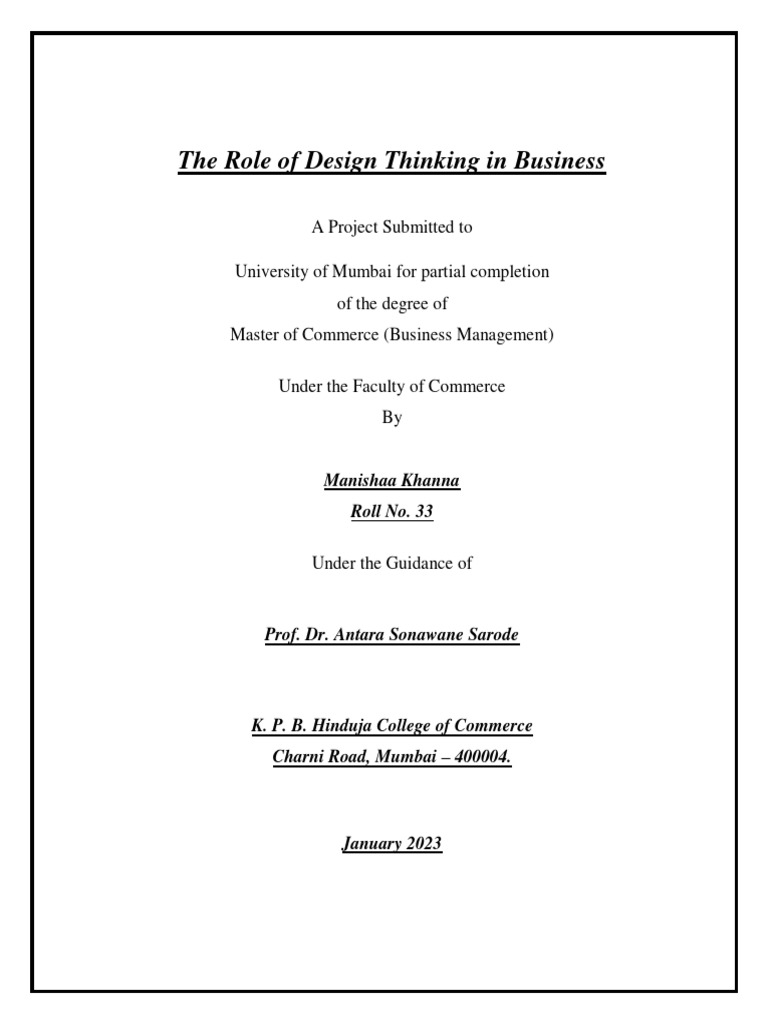 First 5 Pages - The Role of Design Thinking in Business - Manishaa ... First 5 Pages - The Role of Design Thinking in Business - Manishaa ...