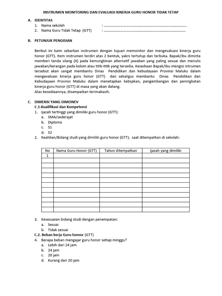 Evaluasi Kinerja Guru Honor di Maluku | PDF