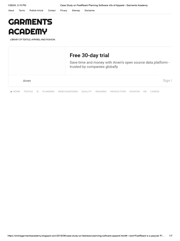 Case Study On FastReact Planning Software Info of Apparel - Garments ...