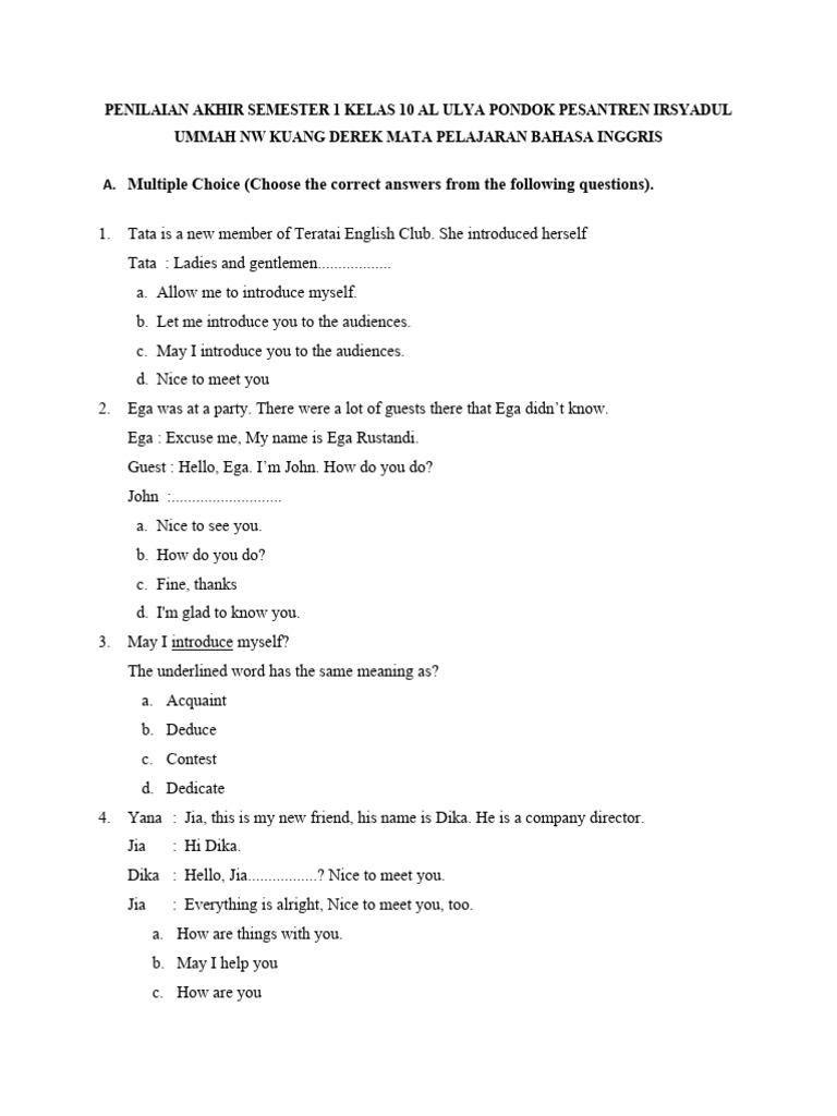 Final Exam 10 Grade Pdf