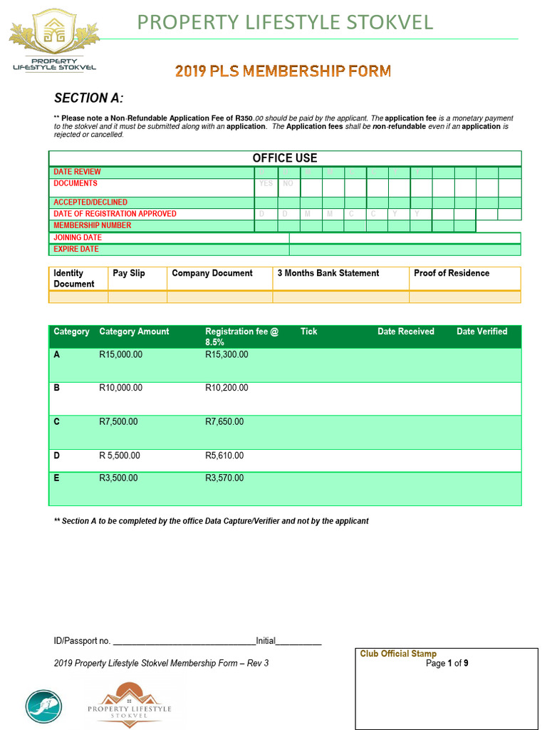 Property Lifestyle Stokvel Membership Form | PDF | Paycheck | Insurance