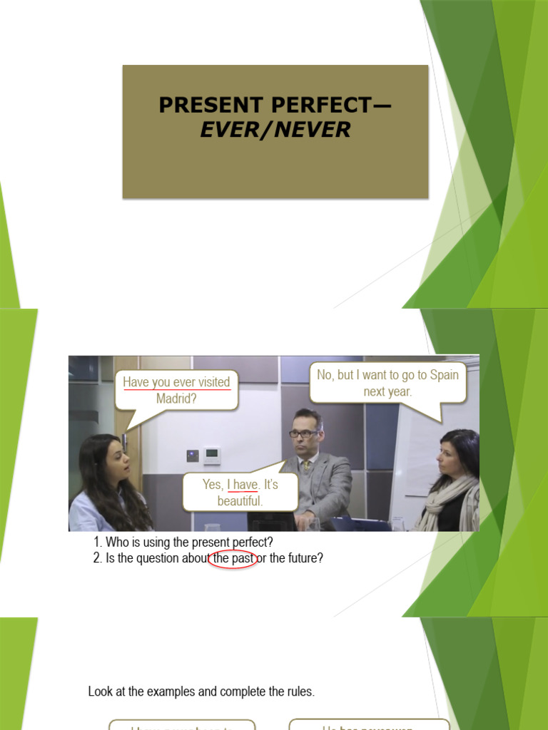 Para Grupos Present Perfect Ever Never Yet Already | PDF | Linguistics | Linguistic Morphology