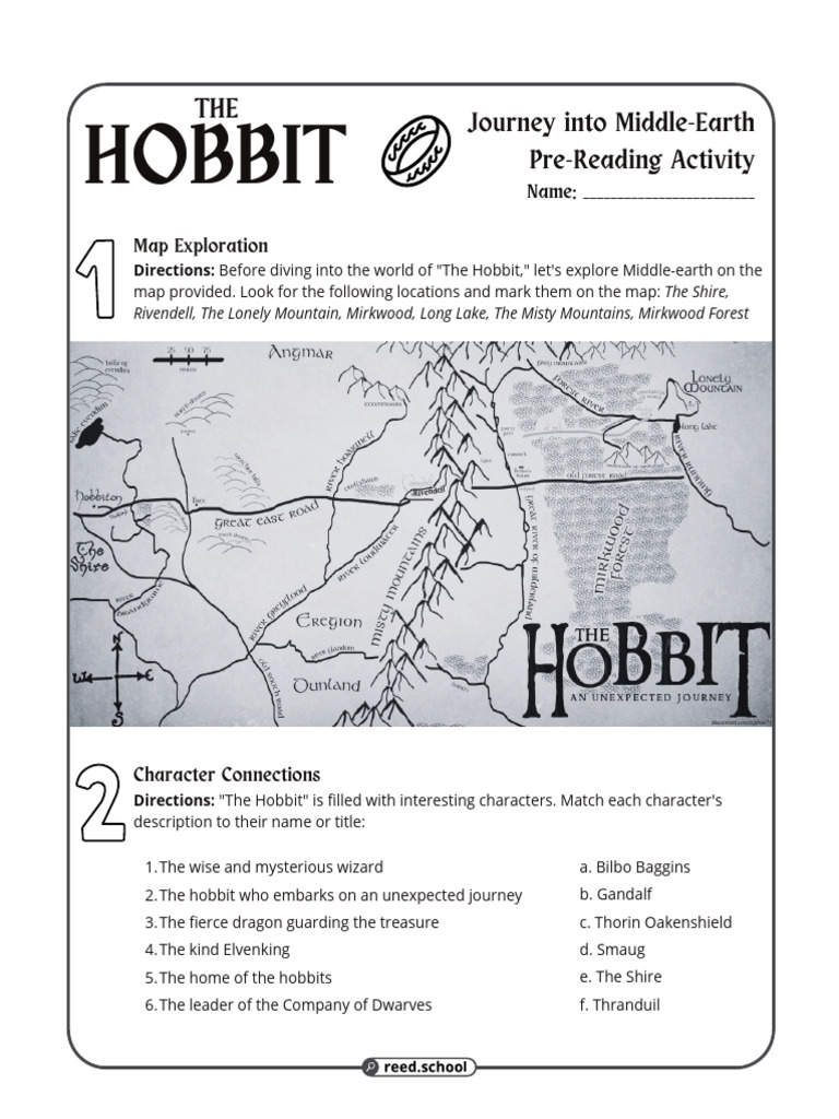 Hobbit: Journey Into Middle-Earth Pre-Reading Activity | PDF | The ...