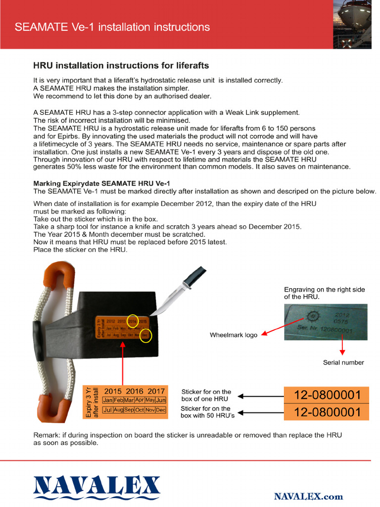 Liferaft HRU Installation Instructions | PDF