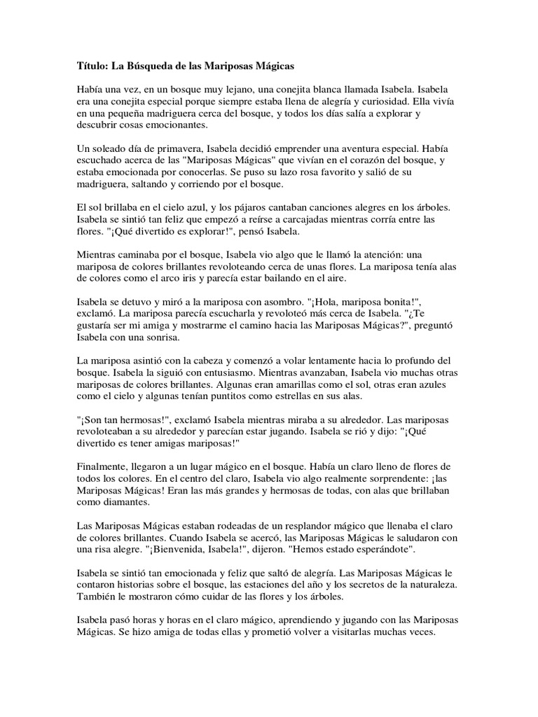 Aventura de Isabela y las Mariposas | PDF