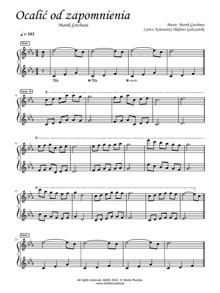 Ocalic Od Zapomnienia Marek Grechuta Piano Accomp. Aznkh6 | PDF