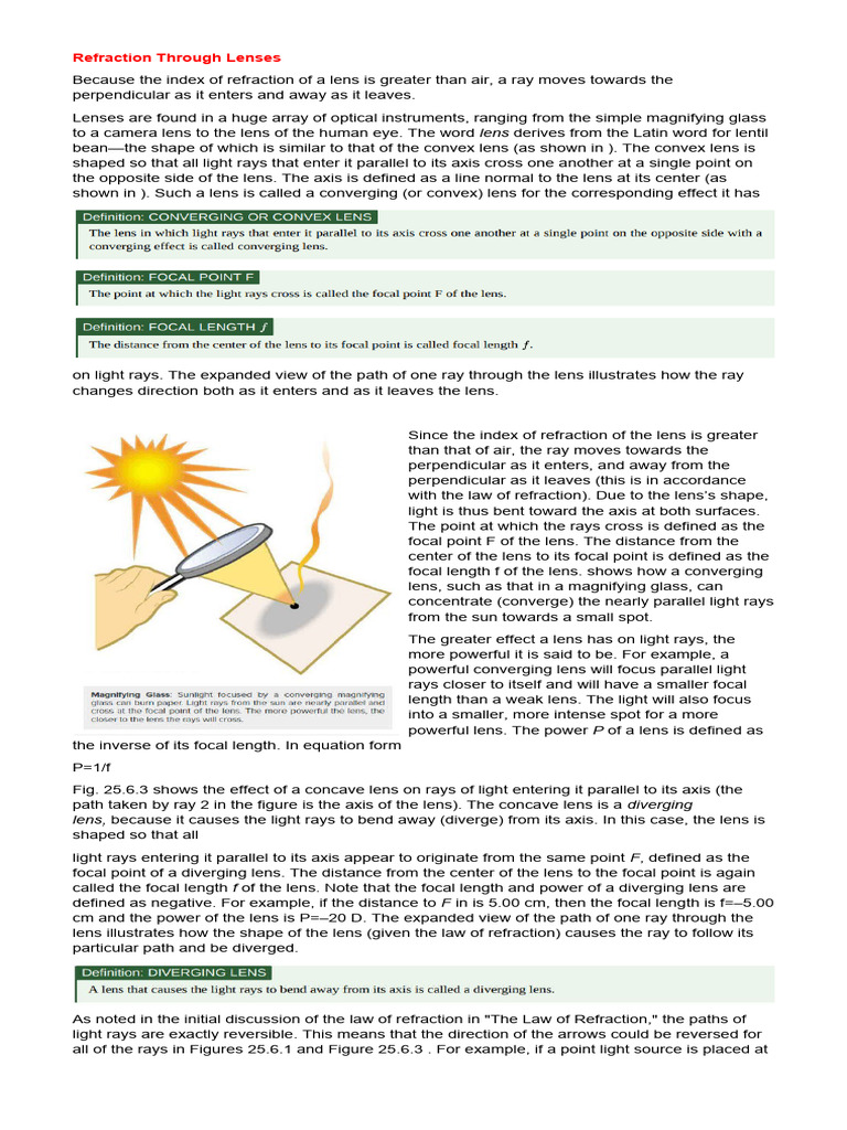 Lens | PDF | Optics | Applied And Interdisciplinary Physics
