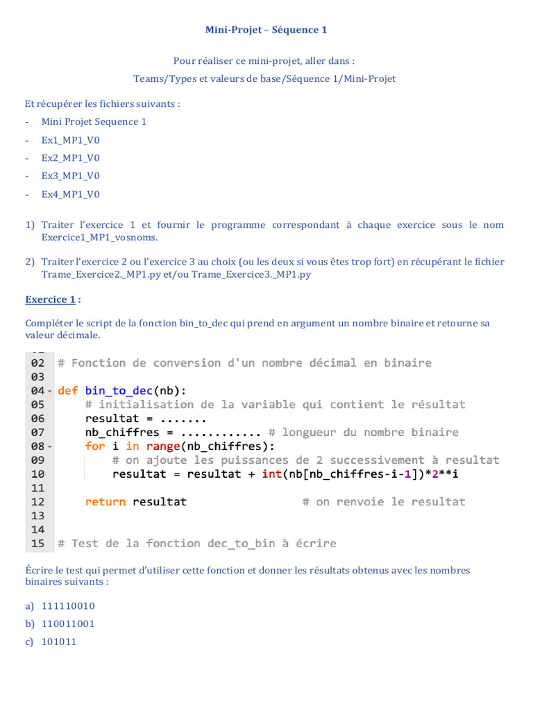 Mini Projet Sequence 1 | PDF