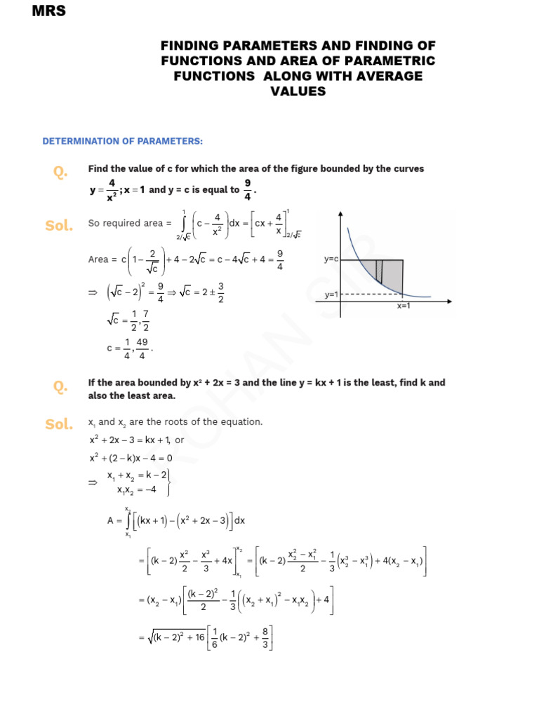 Area Worksheet-4 On Finding Parameters and Functions | Download Free PDF | Equations ...