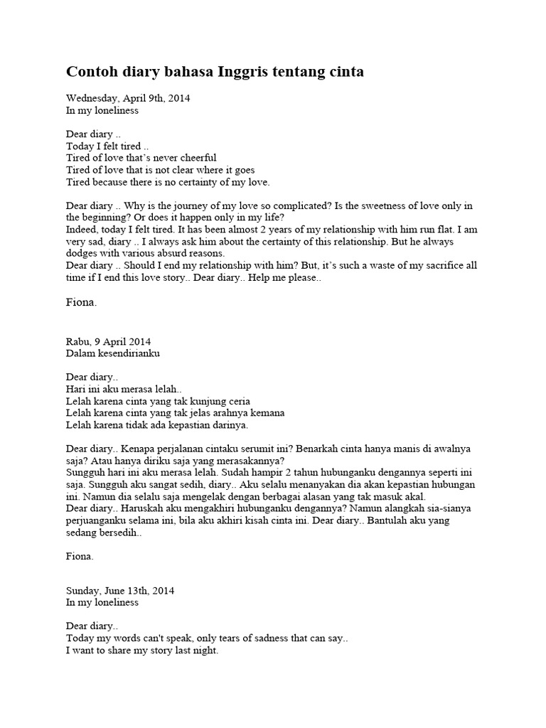 Contoh Diary Bahasa Inggris | PDF | Fc Barcelona | Adolescence