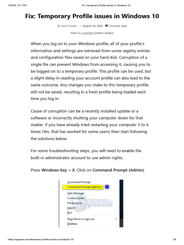 Fix - Temporary Profile Issues in Windows 10 | PDF | Windows Registry ...
