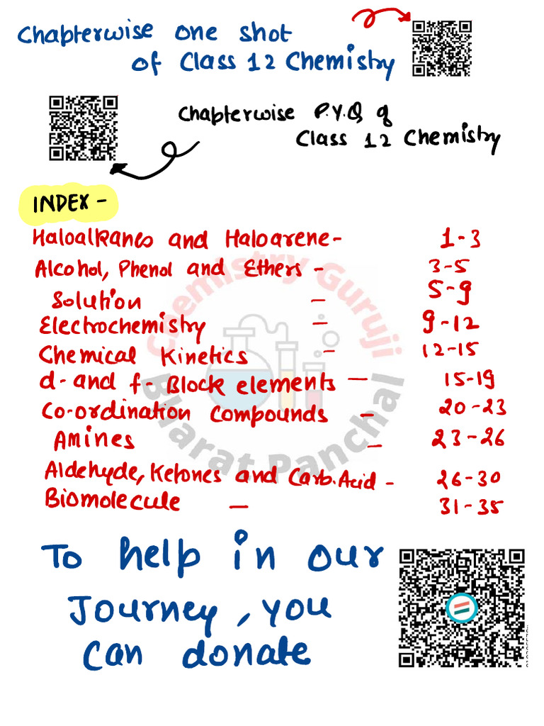 Short Notes Class 12 Chemistry | PDF | Alkene | Chemistry